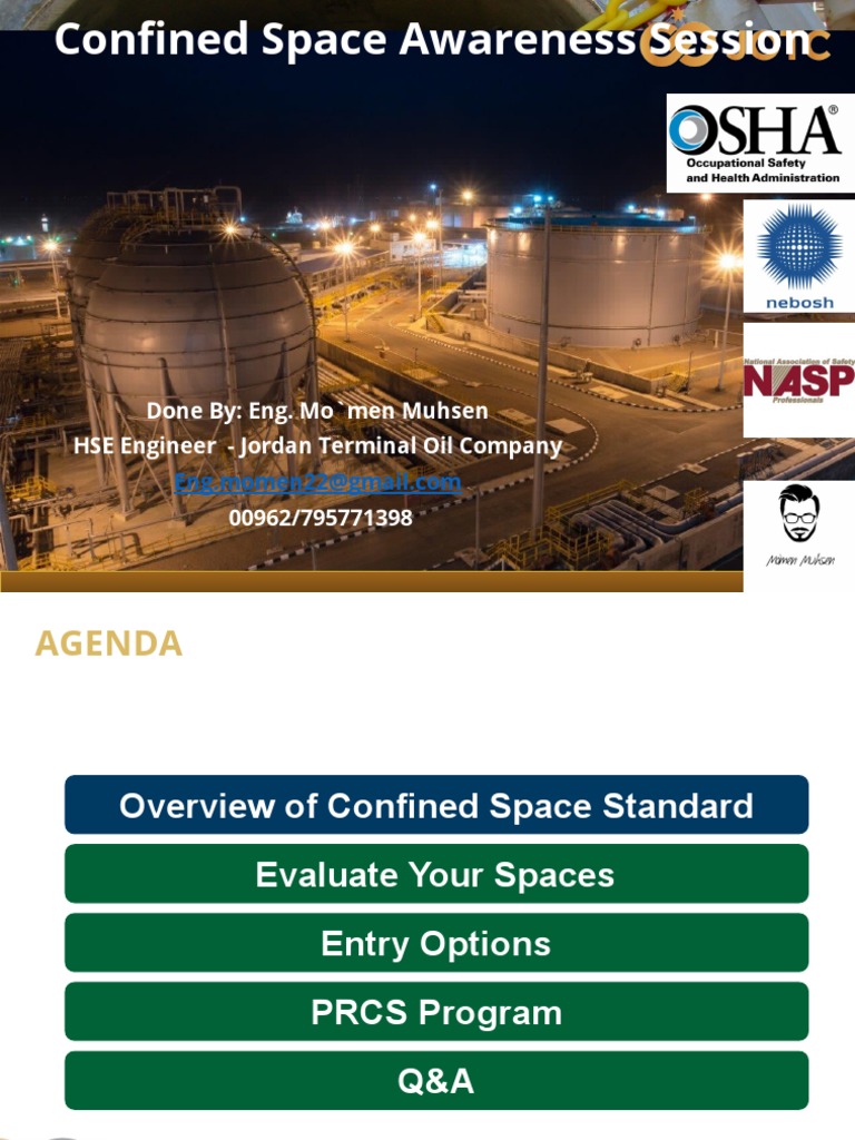 Confined Space Awareness Session - 2020 | PDF | Prevention ...