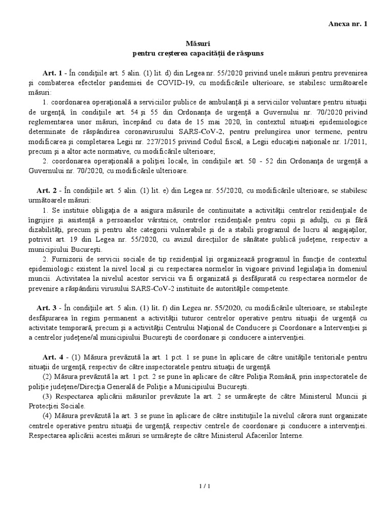 Anexa 1 HG Prelungire Stare Alerta | PDF