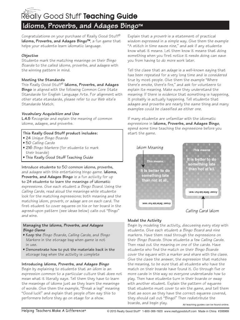 Boards To The Called Idioms, Proverbs, and Adages With | PDF | Idiom ...