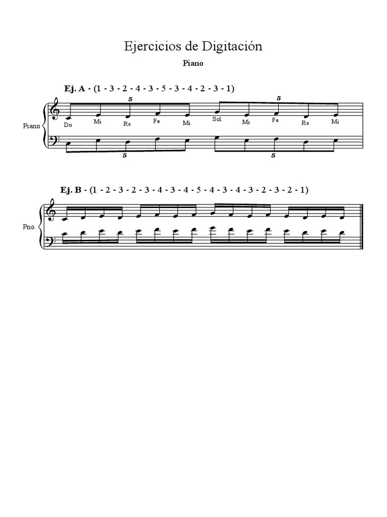 Ejercicios de Digitación - Piano PDF | PDF