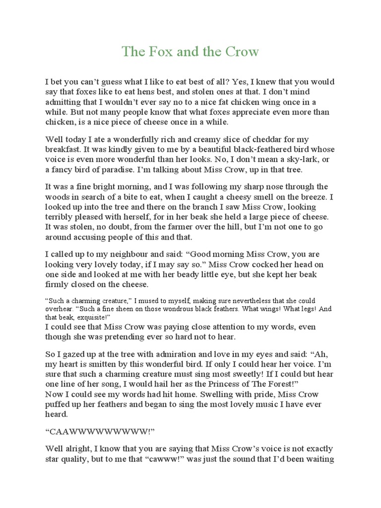 The Fox and The Crow | PDF | Poetry