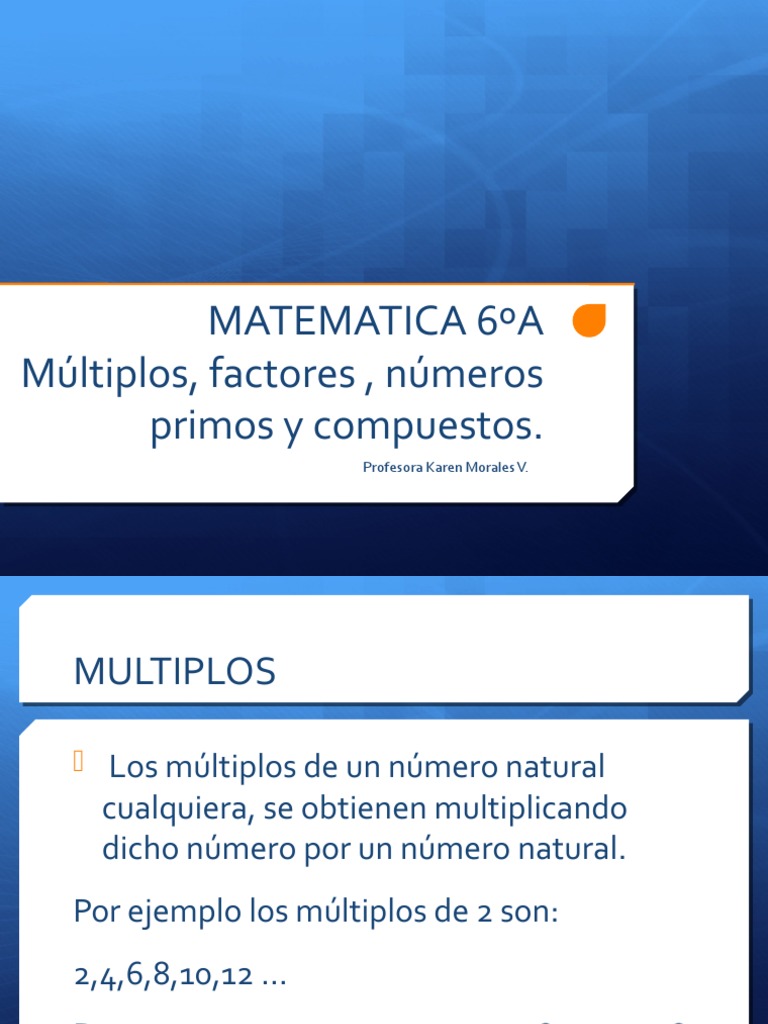 Factores y Multiplos 6a | PDF | Notación Matemática | Matemáticas discretas