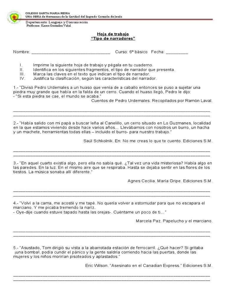 Hoja Tipo Narradores | PDF | Novela negra, policíaca y suspenso