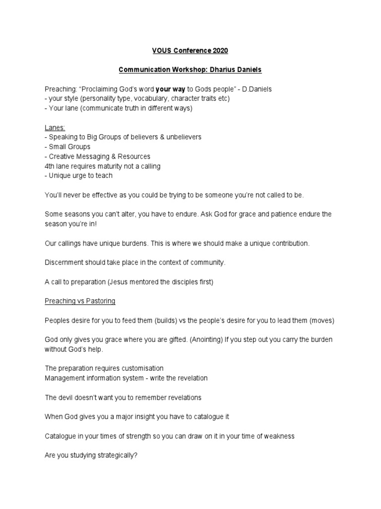 Vous Conference 2020 Communication Workshop Dharius Daniels Pdf