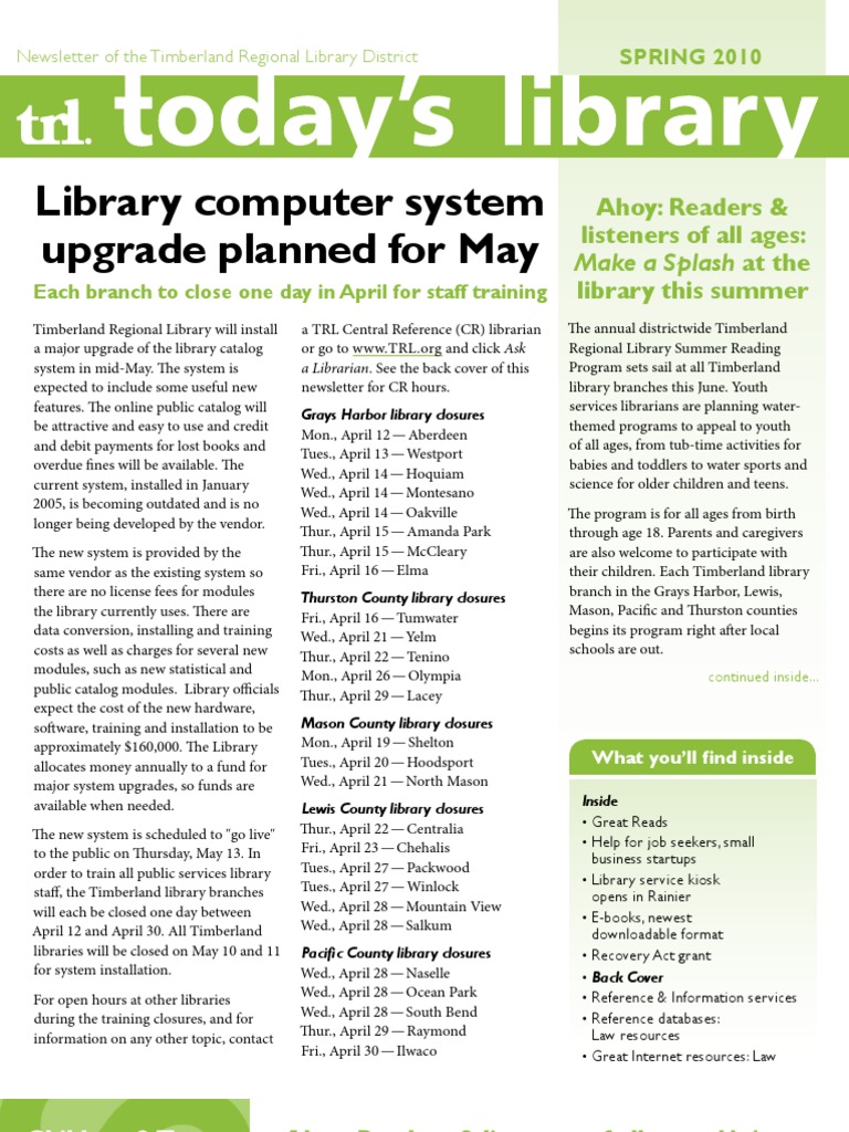 Timberland Library System Upgrade & Events | PDF | Libraries | Library ...