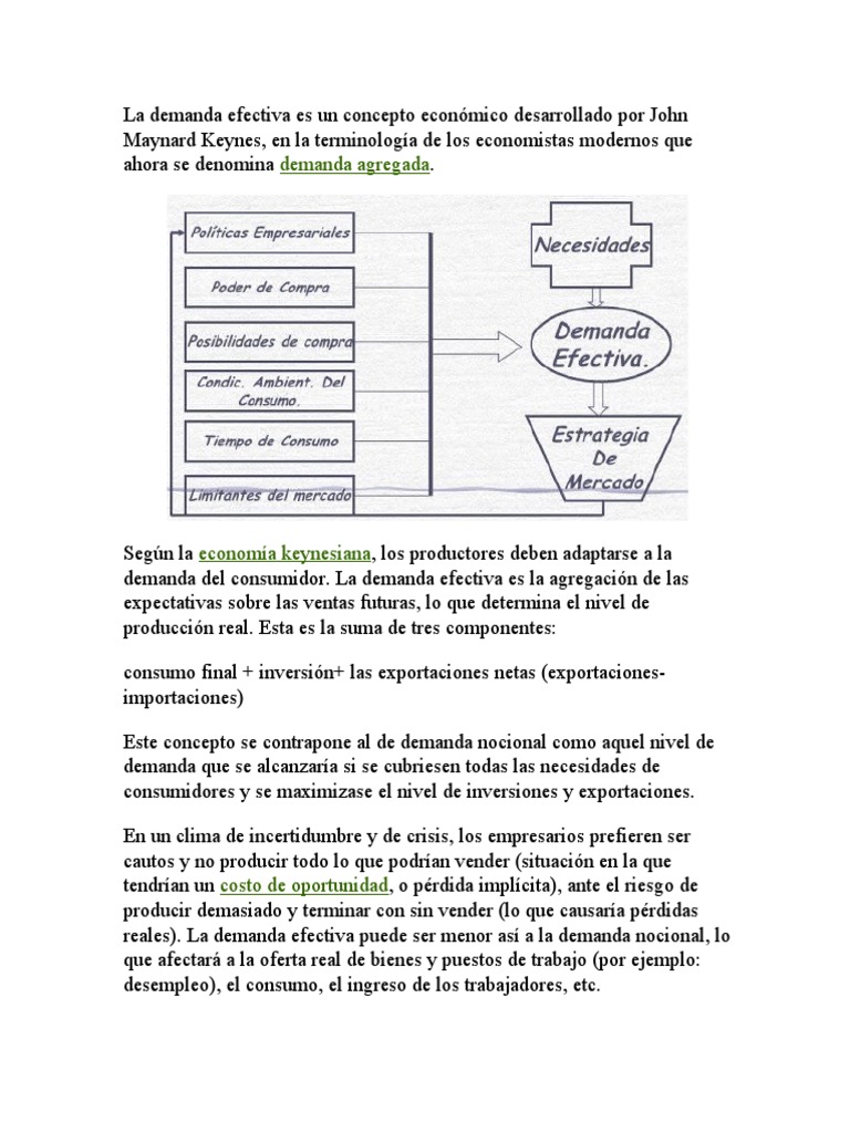 La importancia de la demanda efectiva según la teoría keynesiana | PDF