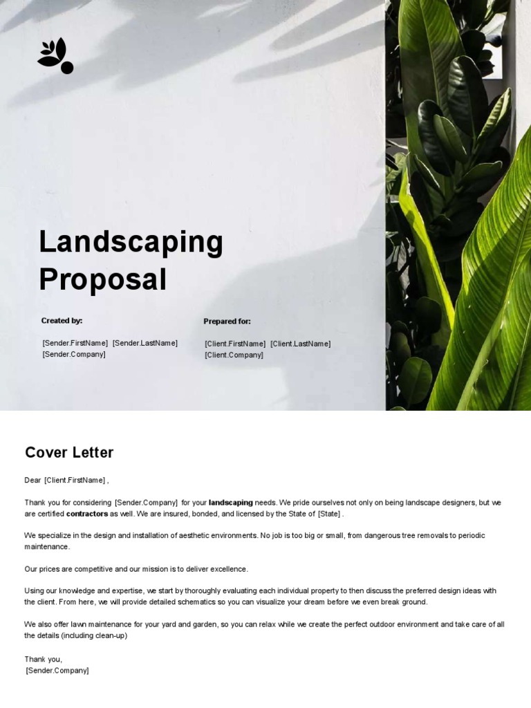 Landscaping Proposal: Created By: Prepared For | PDF | Gardens | Lawn