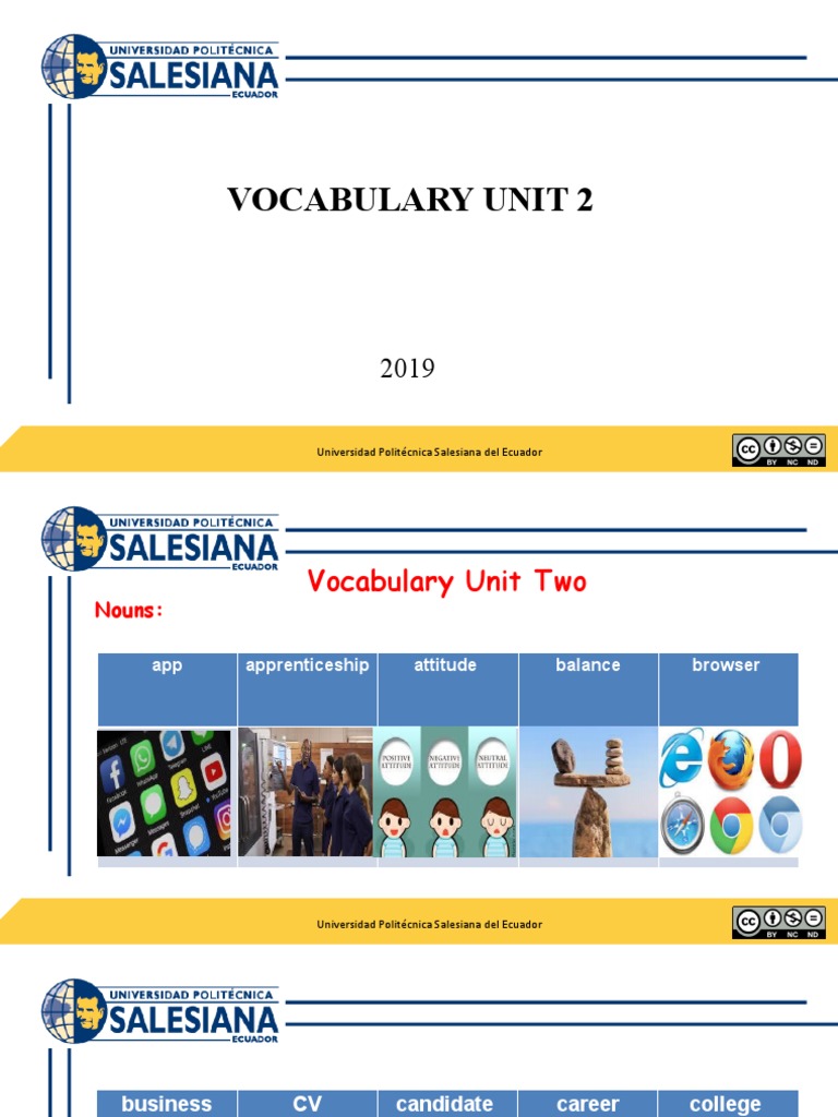 Vocabulary Unit 2: Universidad Politécnica Salesiana Del Ecuador | PDF ...