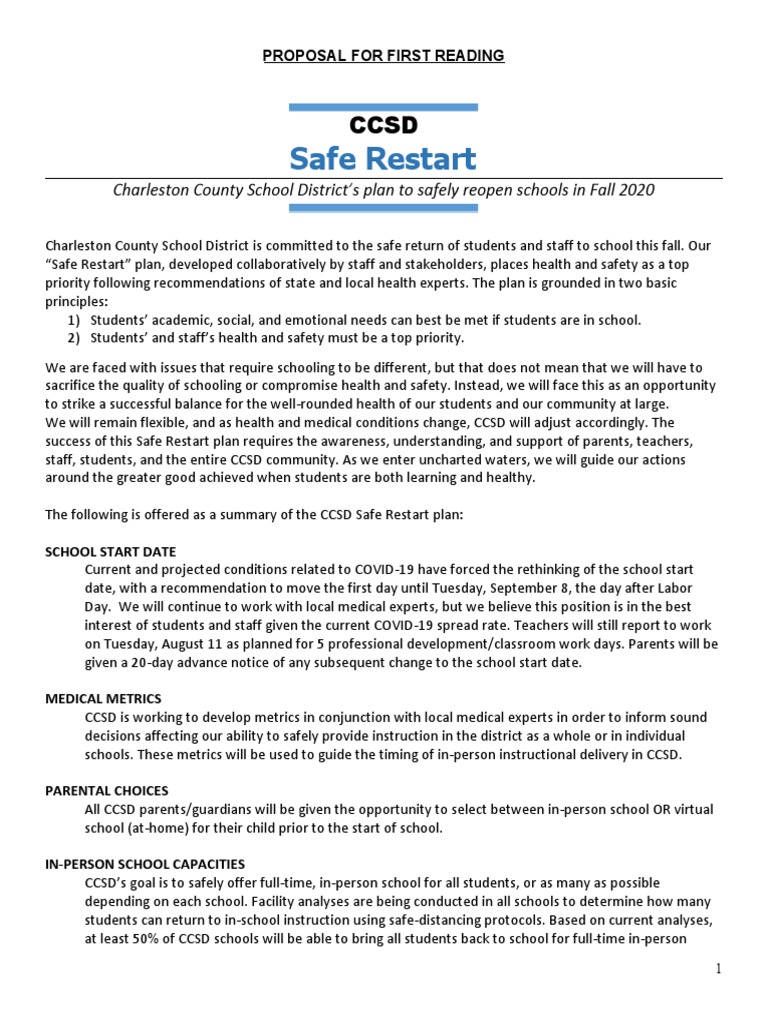 CCSD Safe Restart Plan (First Draft) | PDF | Schools | Special Education