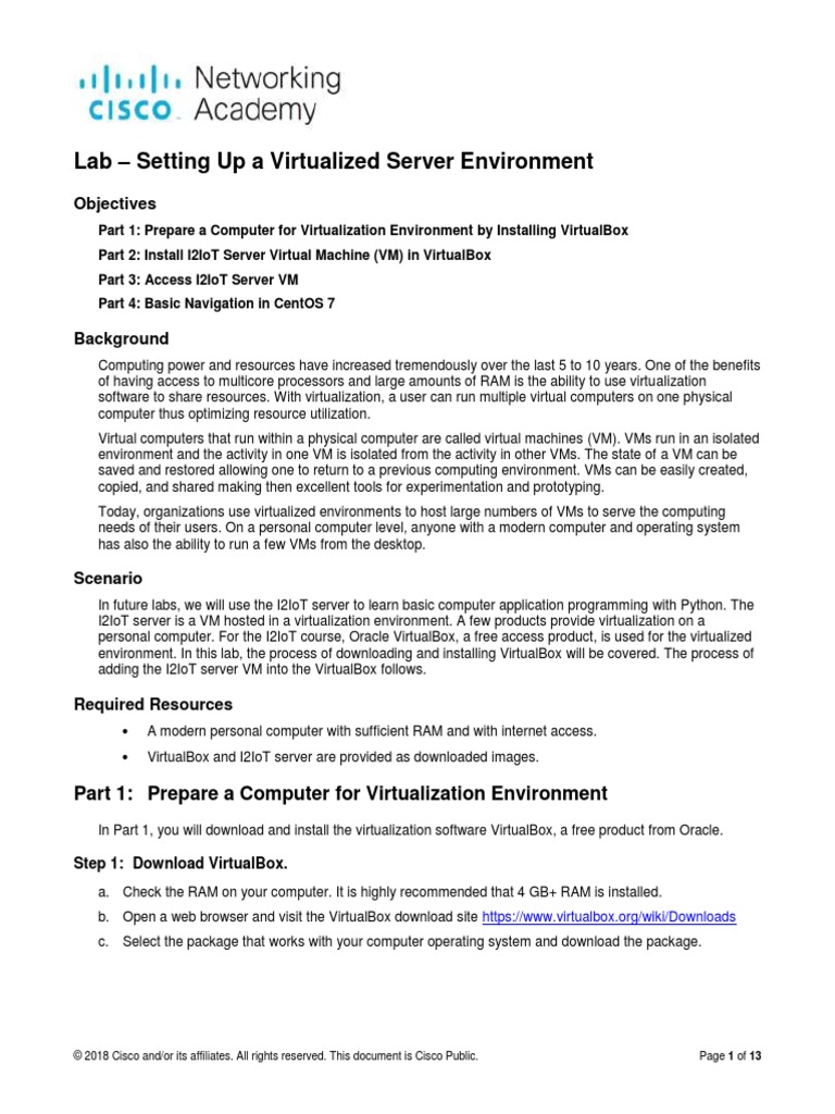 2.1.3.6 Lab - Setting Up A Virtualized Server Environment | PDF | Virtual Machine | Virtualization