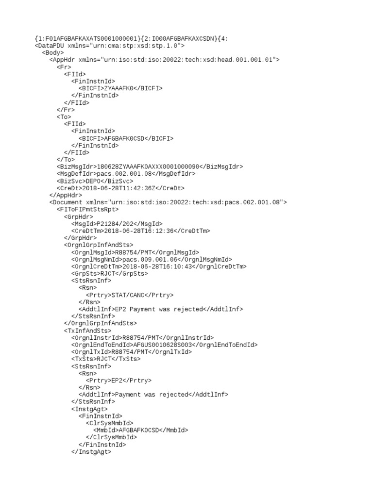 Pacs 002 Payment CANC | PDF