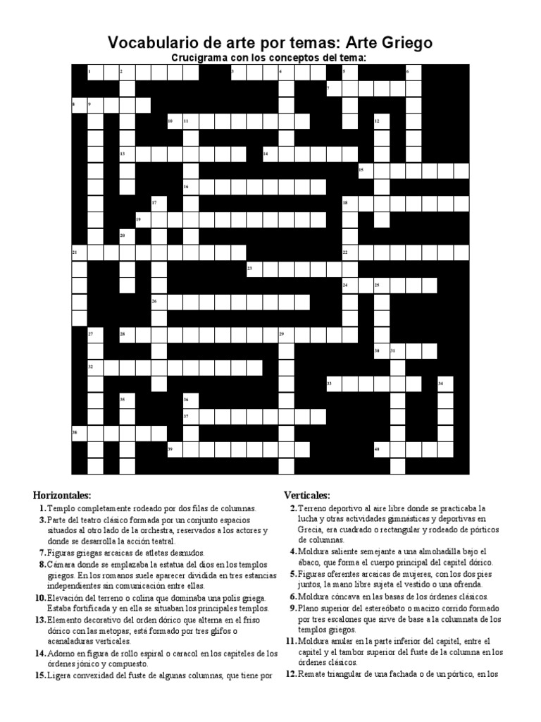Vocabulario de Arte Griego para Crucigramas | PDF | templo | Teatro