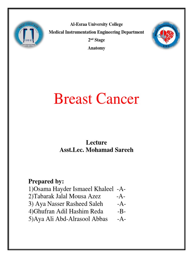 Breast Cancer Lecture Summary | PDF | Breast Cancer | Radiation Therapy