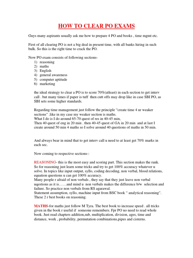 How To Clear Po Exams: Reasoning | PDF | Cognition | Teaching Mathematics