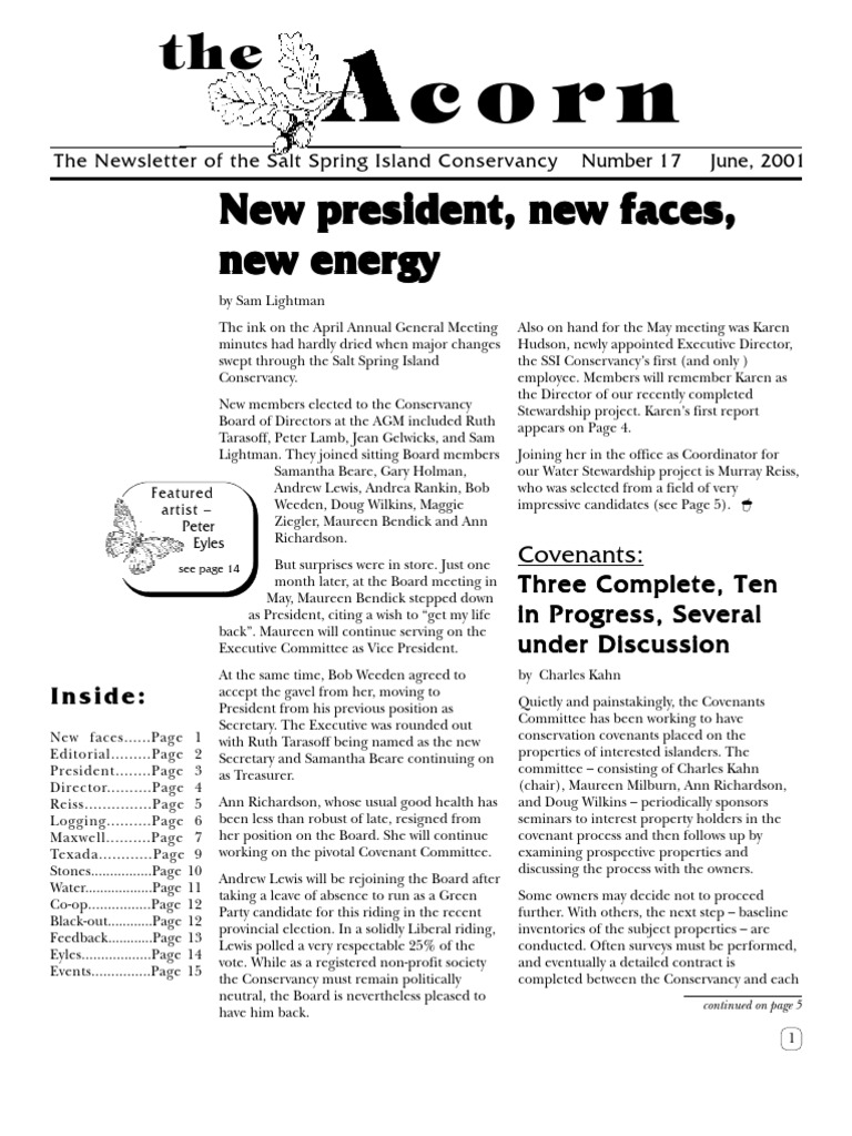 June 2001 Acorn Newsletter - Salt Spring Island Conservancy | Download ...