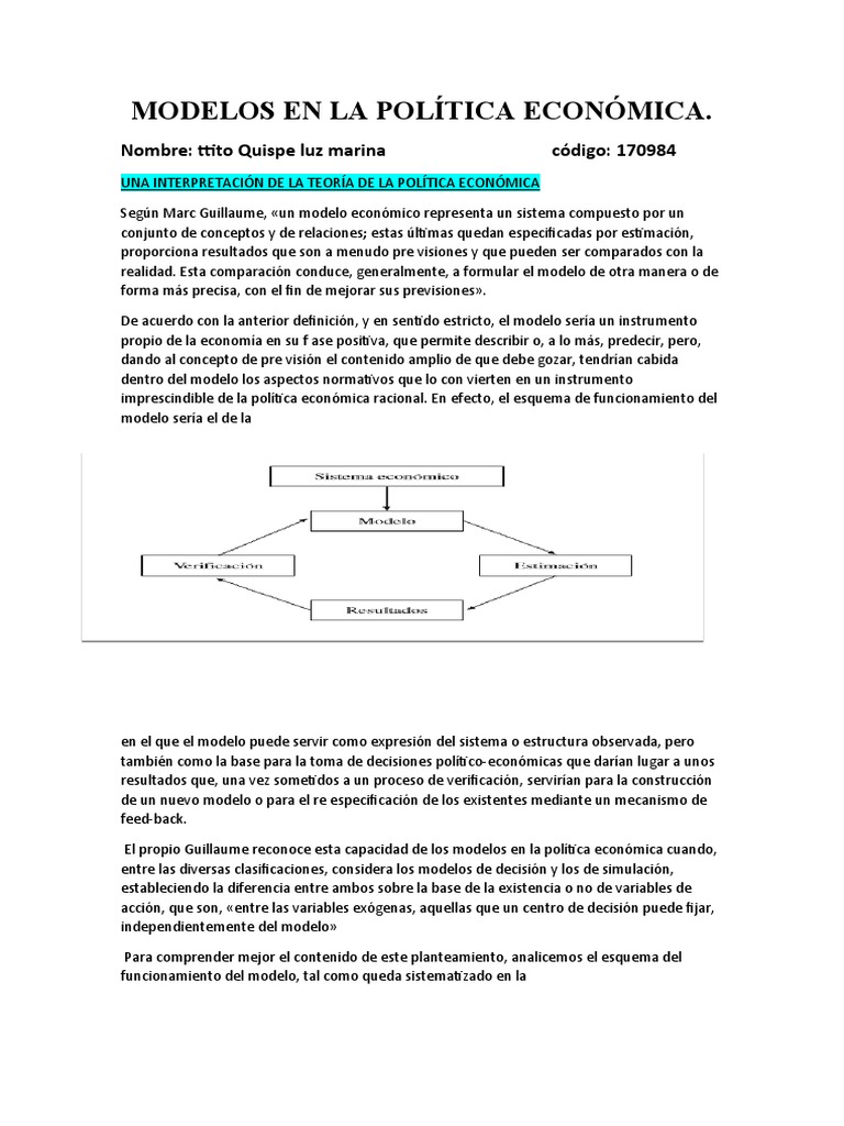 Modelos en La Política Económica | PDF | Política económica | Teoría