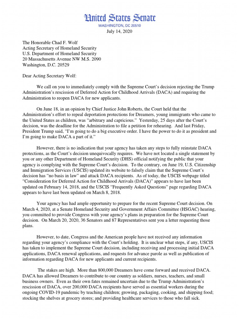 SCOTUS DACA Judgment Letter Final PDF | PDF | Deferred Action For ...