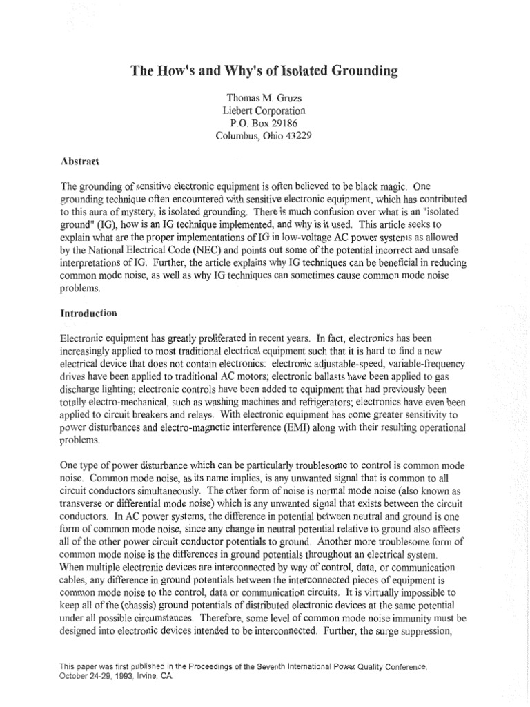 The How's and Why's of Isolated Grounding | PDF | Electrical Wiring ...