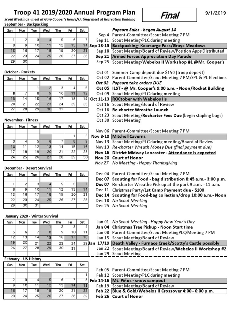 Annual Plan 2019-2020 | PDF | Scouting | Youth Movements