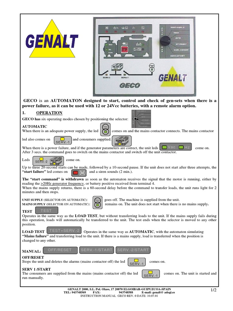 Operation Manual for the GECO Automaton: A Generator Control and ...
