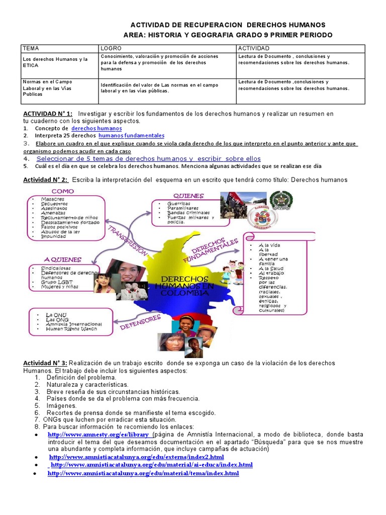 Actividades sobre Derechos Humanos 9° | PDF | Derechos humanos | Homo ...