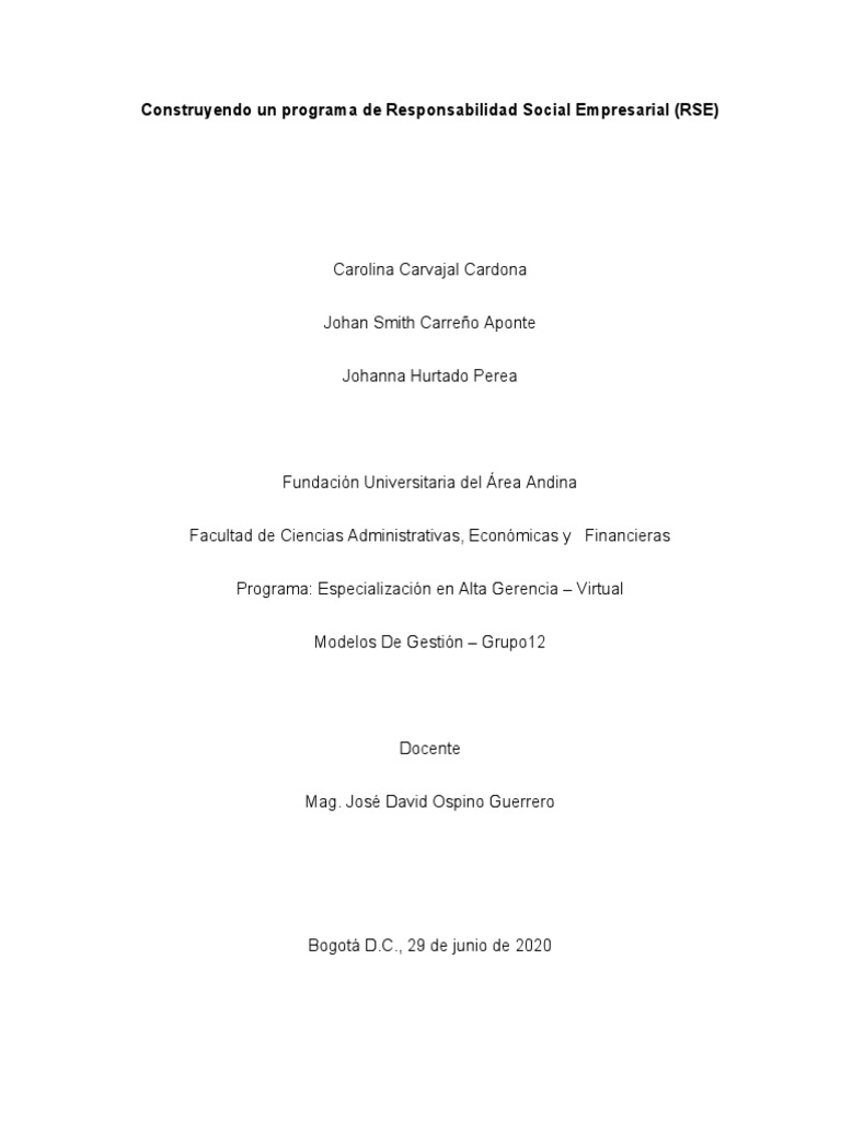 Programa de RSE para Confecciones Suramérica | PDF | Responsabilidad ...