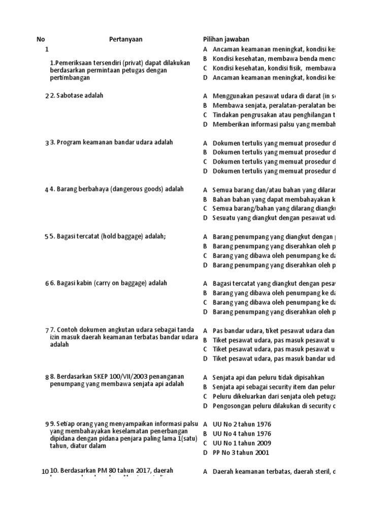 Soal Basic Avsec DKP | PDF