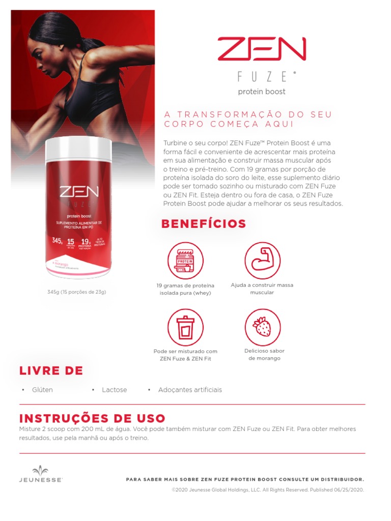 ZEN FUZE PROTEIN BOOST Product-Sheet BR 2020-V4-Final | PDF | Bem-estar