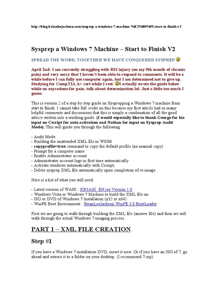 Sysprep A Windows 7 Machine | PDF | Computer File | Installation ...