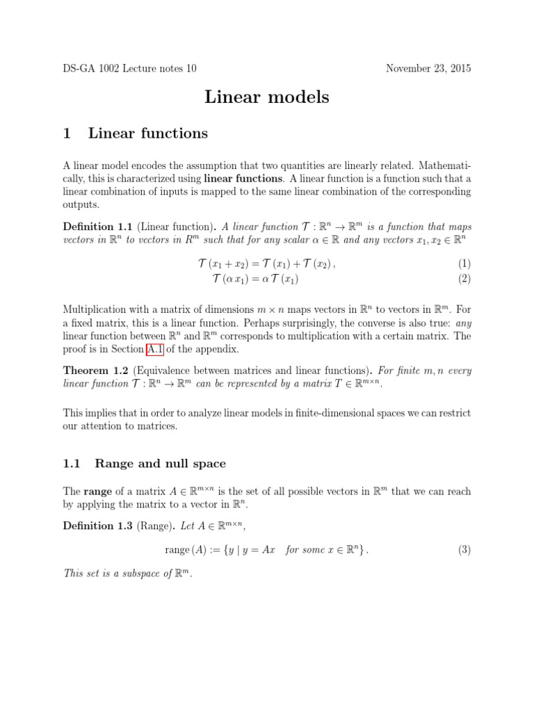 11 Linearmodels 3 | PDF | Linear Map | Vector Space