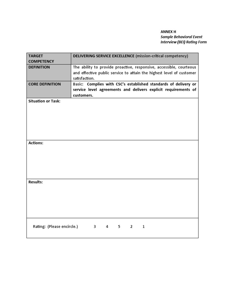 Annex H - Behavioral Interview Form | PDF