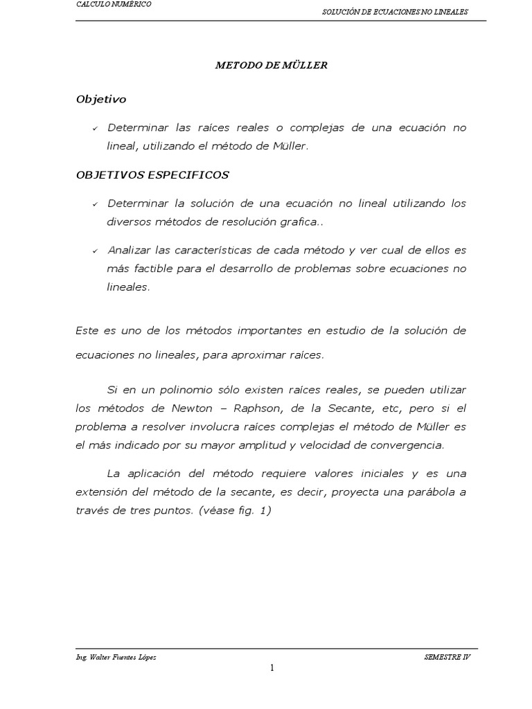 Metodo de Müller | PDF | Análisis numérico | Ecuaciones