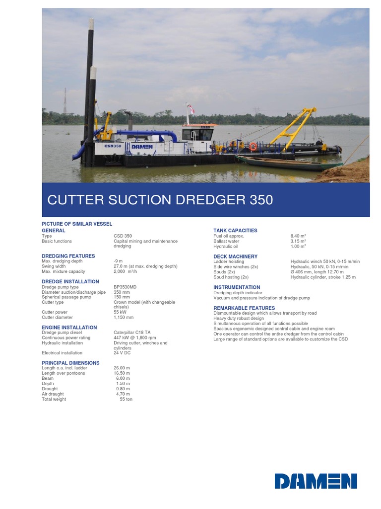 Product Sheet Damen Cutter Suction Dredger 350 06 2017 PDF | PDF ...