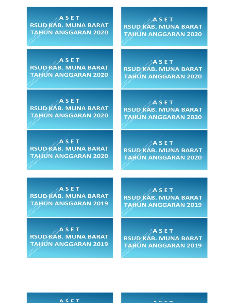 Stiker Aset RSUD Muna Barat 2020 | PDF