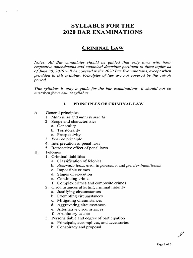 Criminal Law Syllabus PDF | PDF | Criminal Law | Crime & Violence