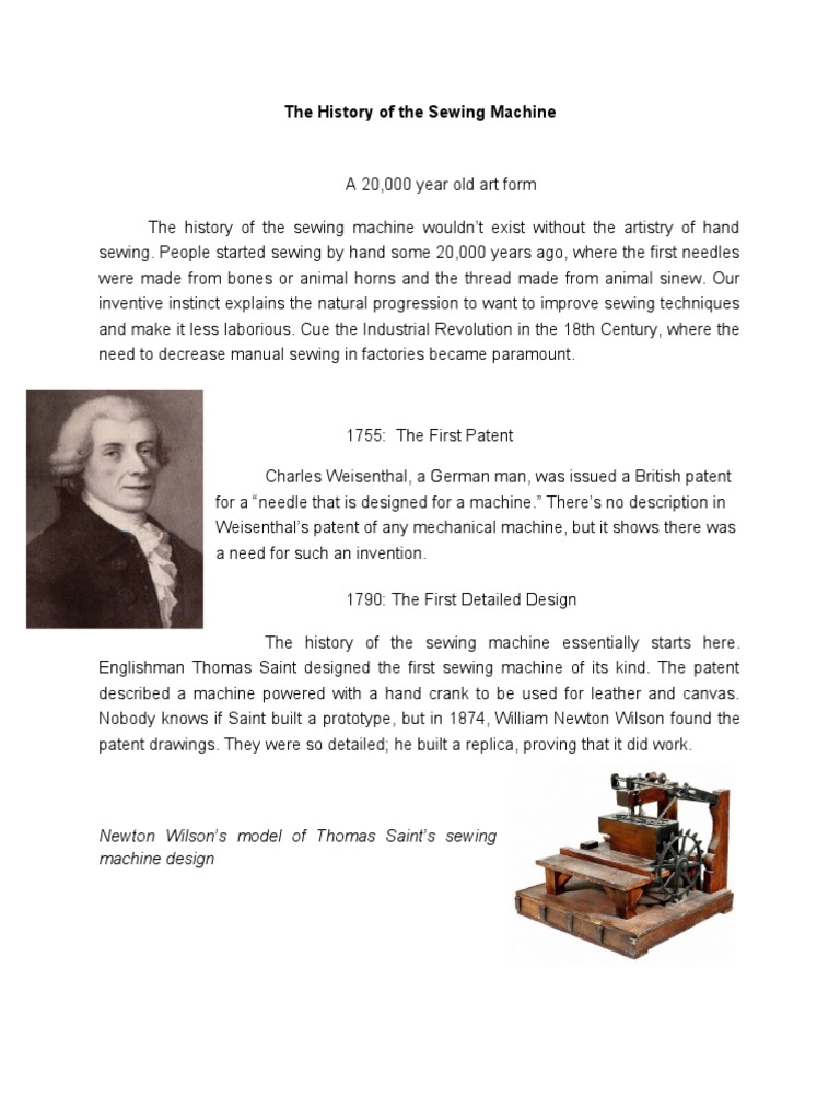 The History of The Sewing Machine | PDF | Sewing Machine | Sewing