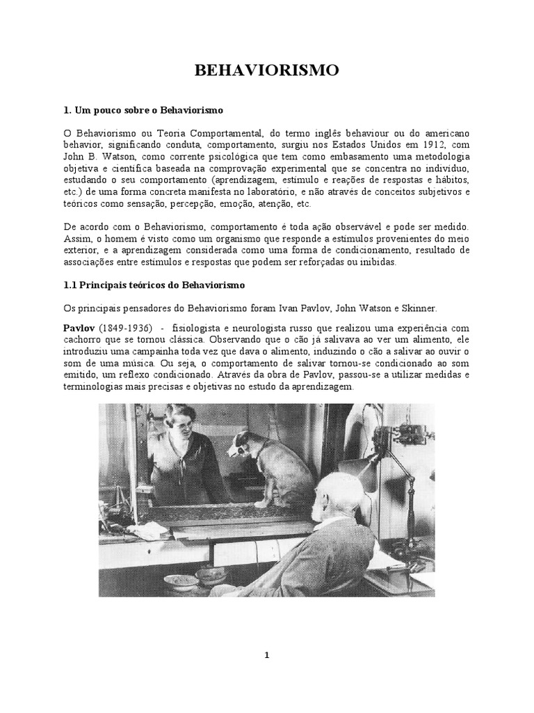Trabalho Final - Behaviorismo | PDF | Behaviorismo | Comportamento