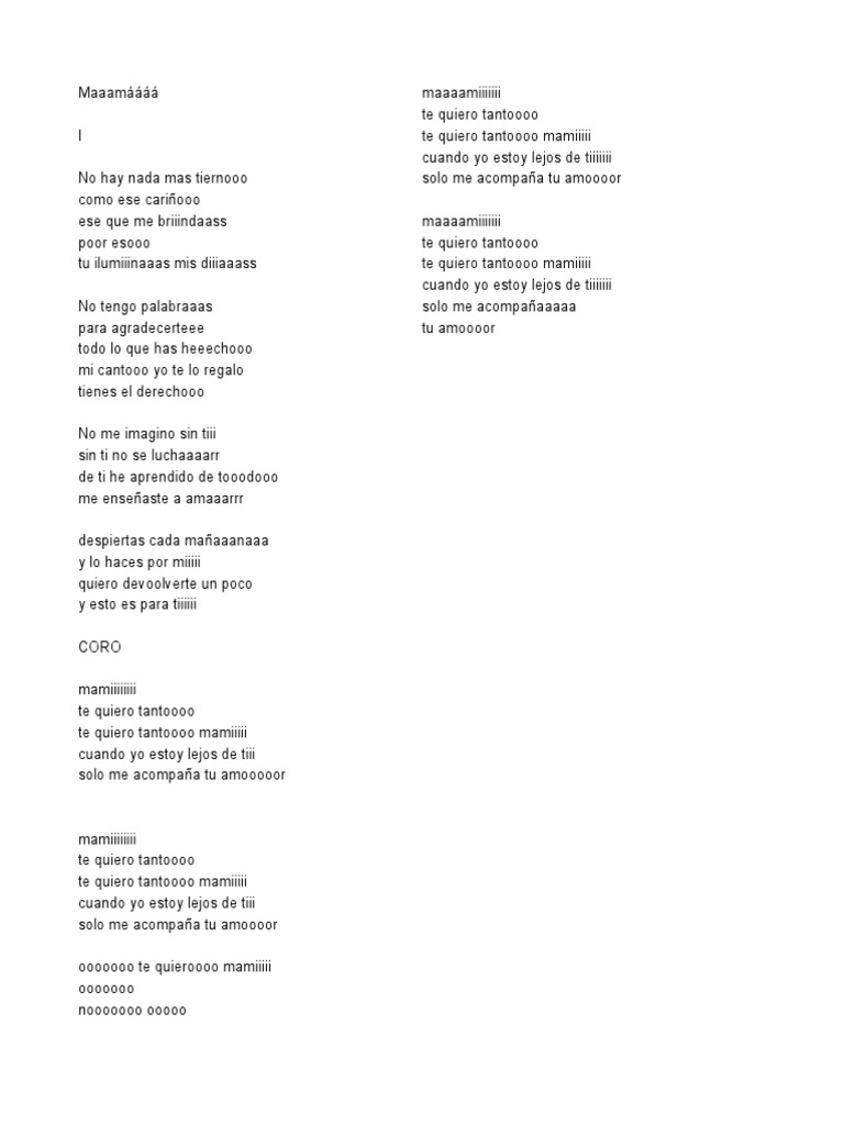 Letra Mami | PDF
