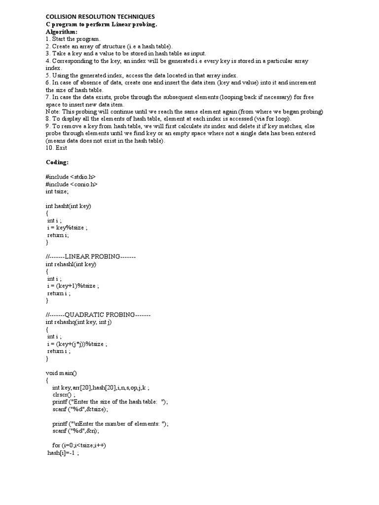 Collision Resolution Technique | PDF | Applied Mathematics | Algorithms