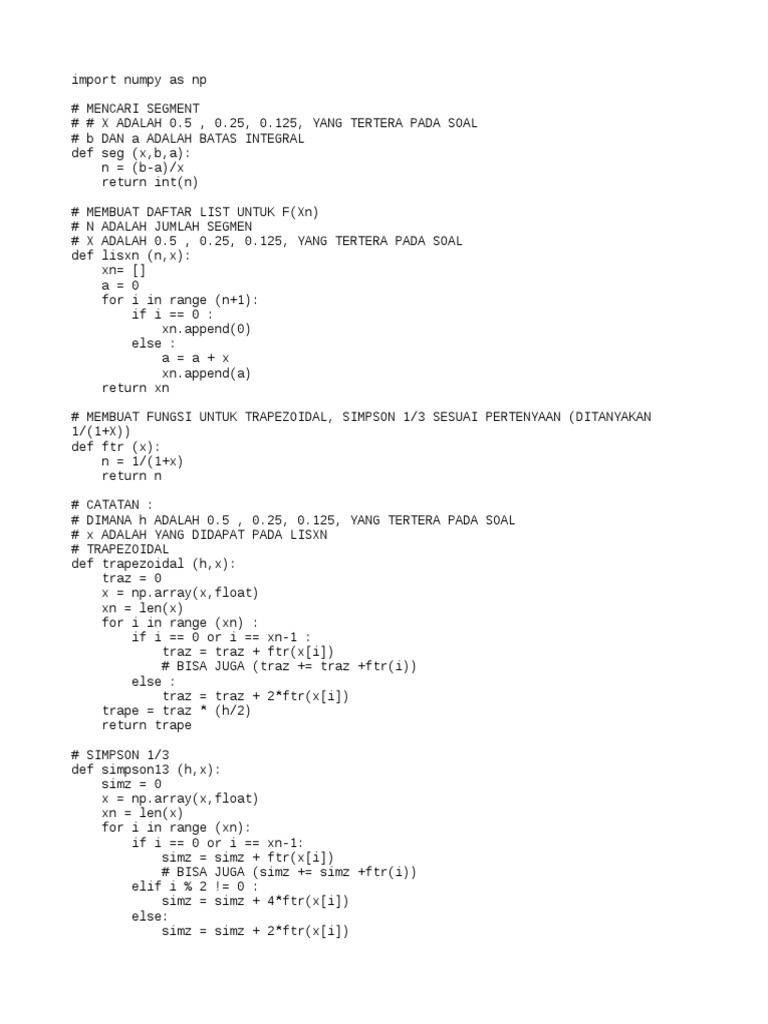 Metode Numerik: Trapezoidal & Simpson | PDF | Metode & Bahan Ajar ...