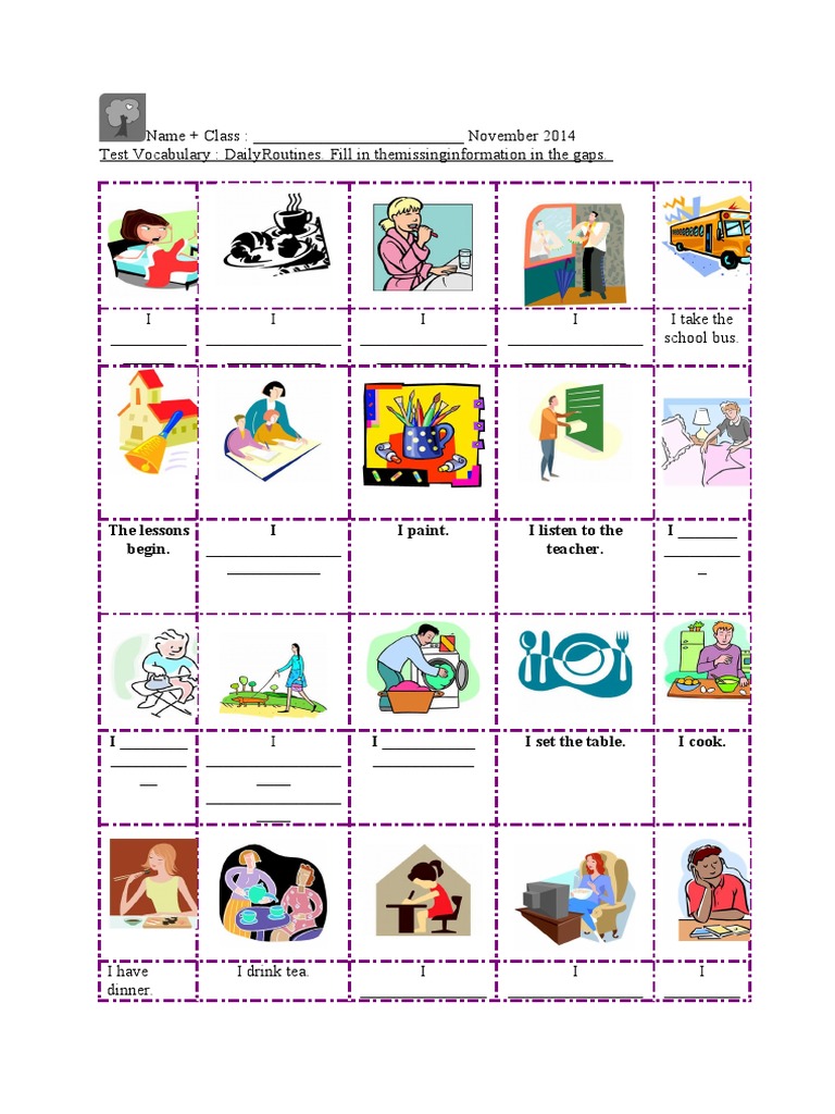 Daily Routines Vocabulary Test | PDF | Career & Growth | Self-Improvement