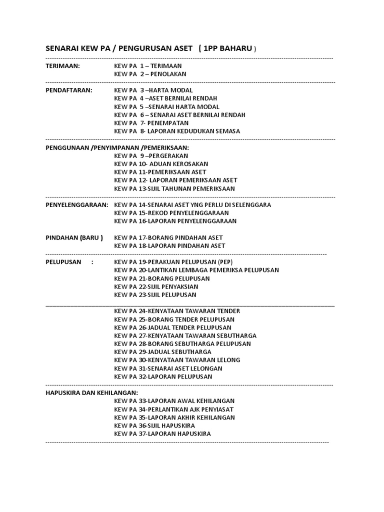 Senarai Kew Pa & PS Baharu | PDF