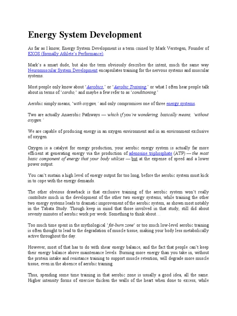 Energy System Development | Download Free PDF | Strength Training ...