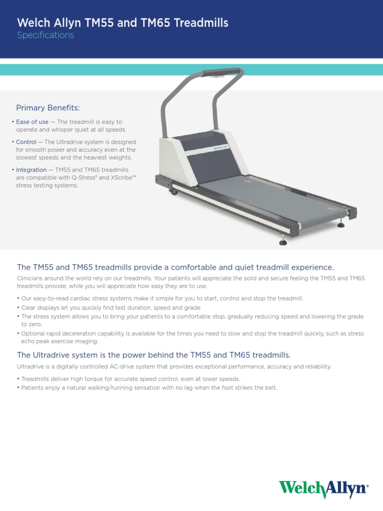 Welch Allyn TM55 and TM65 Treadmills: Specifications | PDF | Treadmill ...