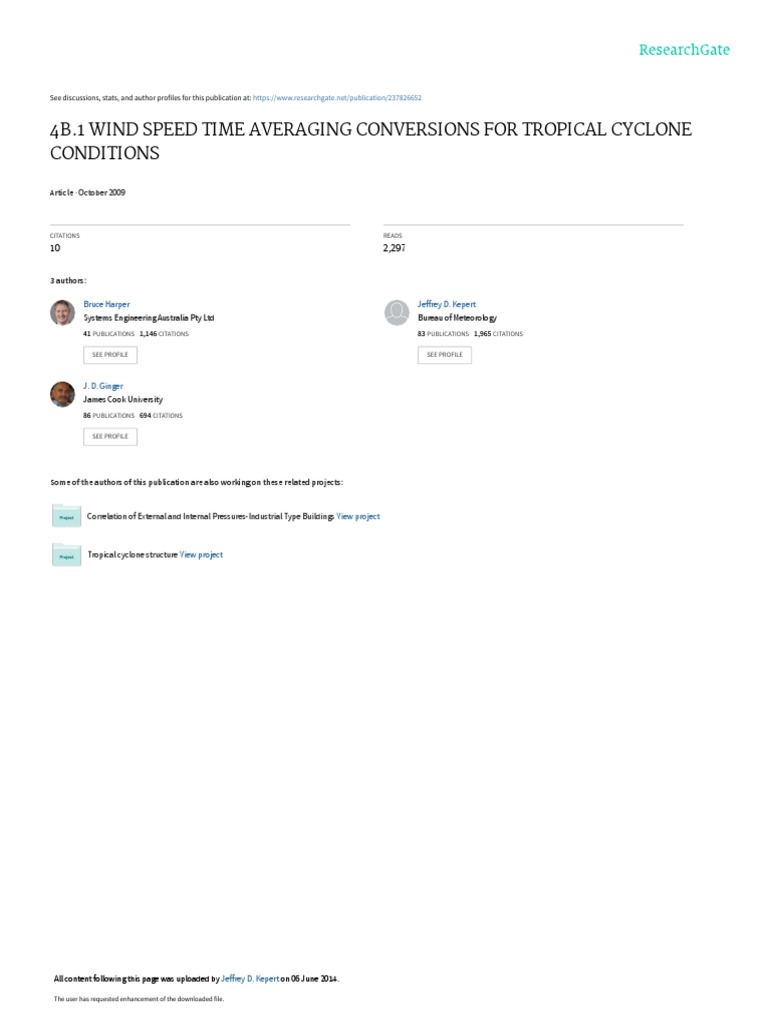 4B1 Wind Speed Time Averaging Conversions For Trop | PDF | Wind Speed ...