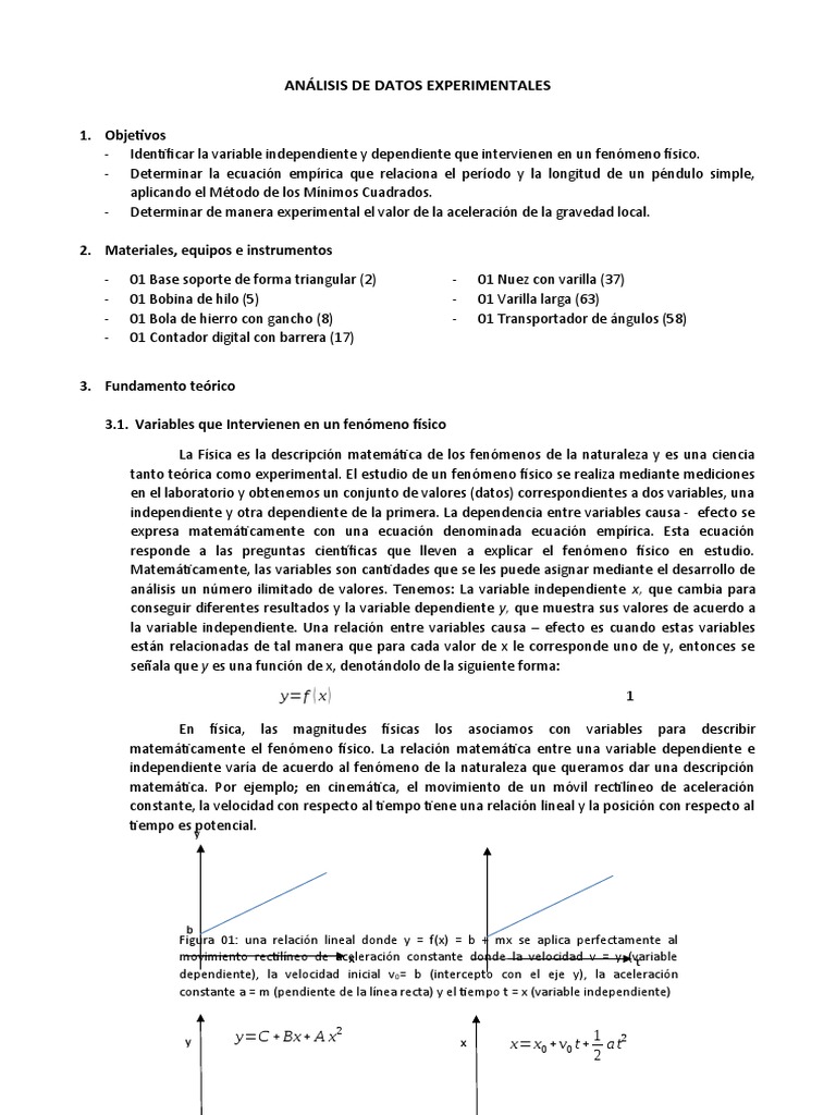 Laboratorio 01 Análisis de Datos Experimentales | Descargar gratis PDF | Regresión lineal | Péndulo