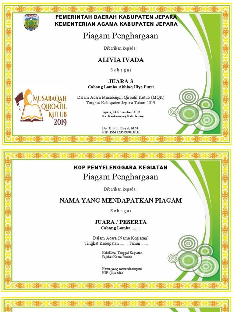Piagam Sample | PDF