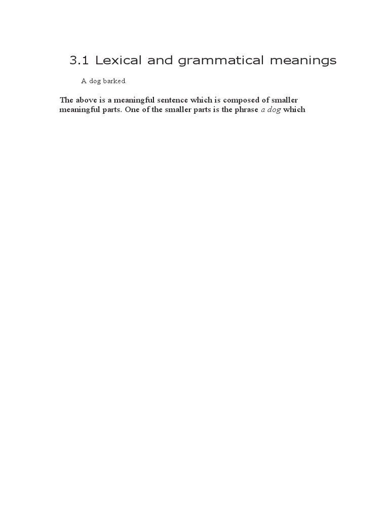 Lexical vs Grammatical Meaning Explained | PDF | Lexicon | Grammatical ...