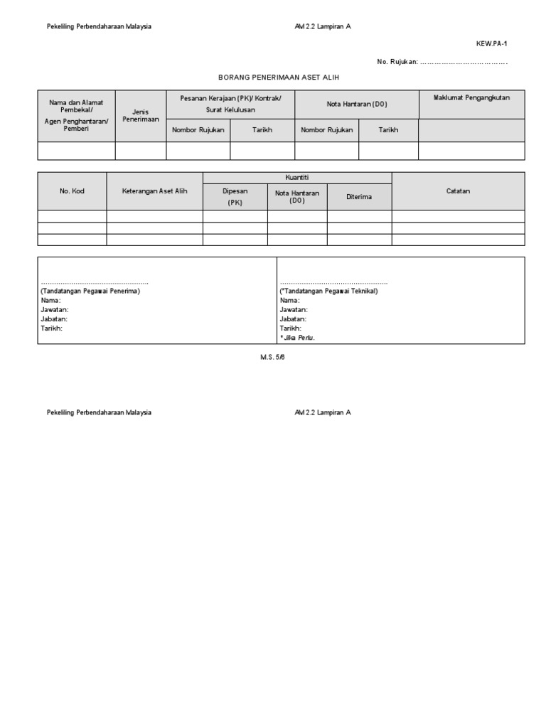 AM 2.2 Lampiran A (Kew PA-1) | PDF