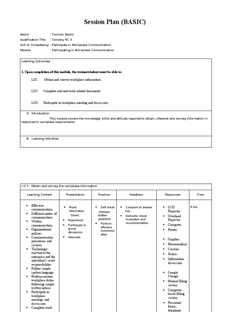 Session Plan Basic Competencies | PDF | Occupational Safety And Health ...